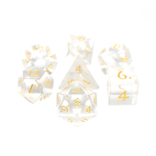 Glass Dice Clear 7pc Glass Rpg Dice Set Random Encounter Dice